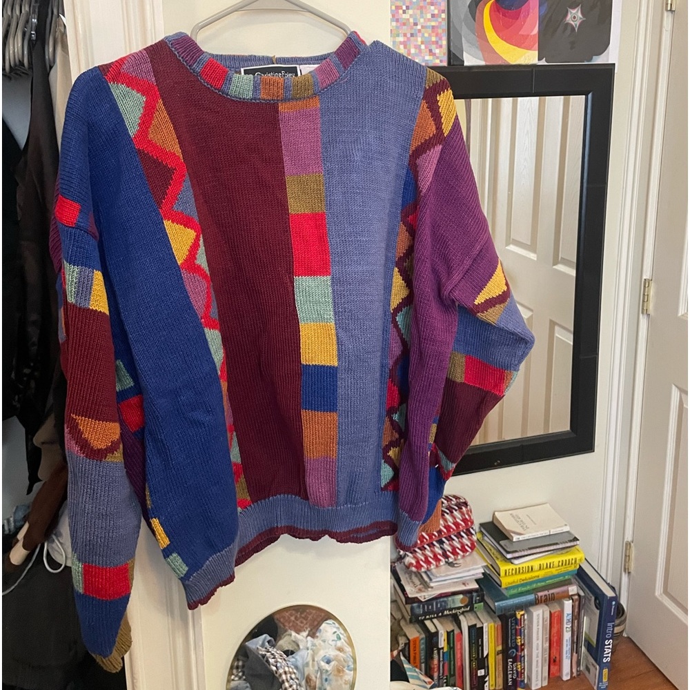 Christine Foley Colorful 100% Cotton Pullover Sweater - Gem